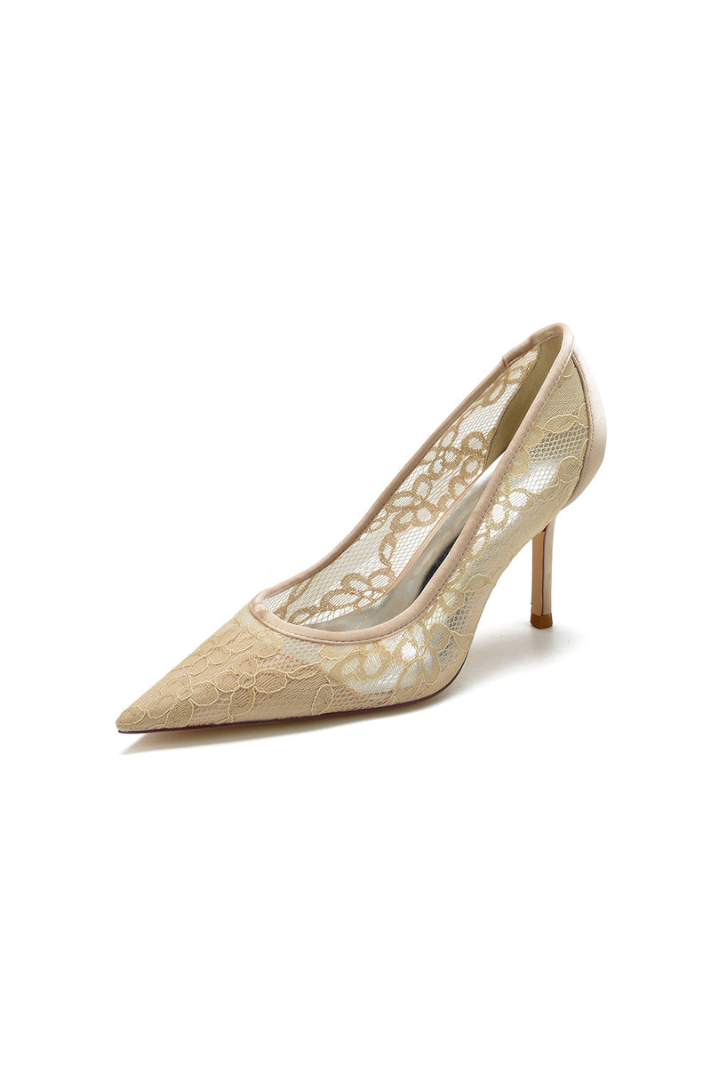 Pointed Toe Bridal Heels with Lace – KissDress